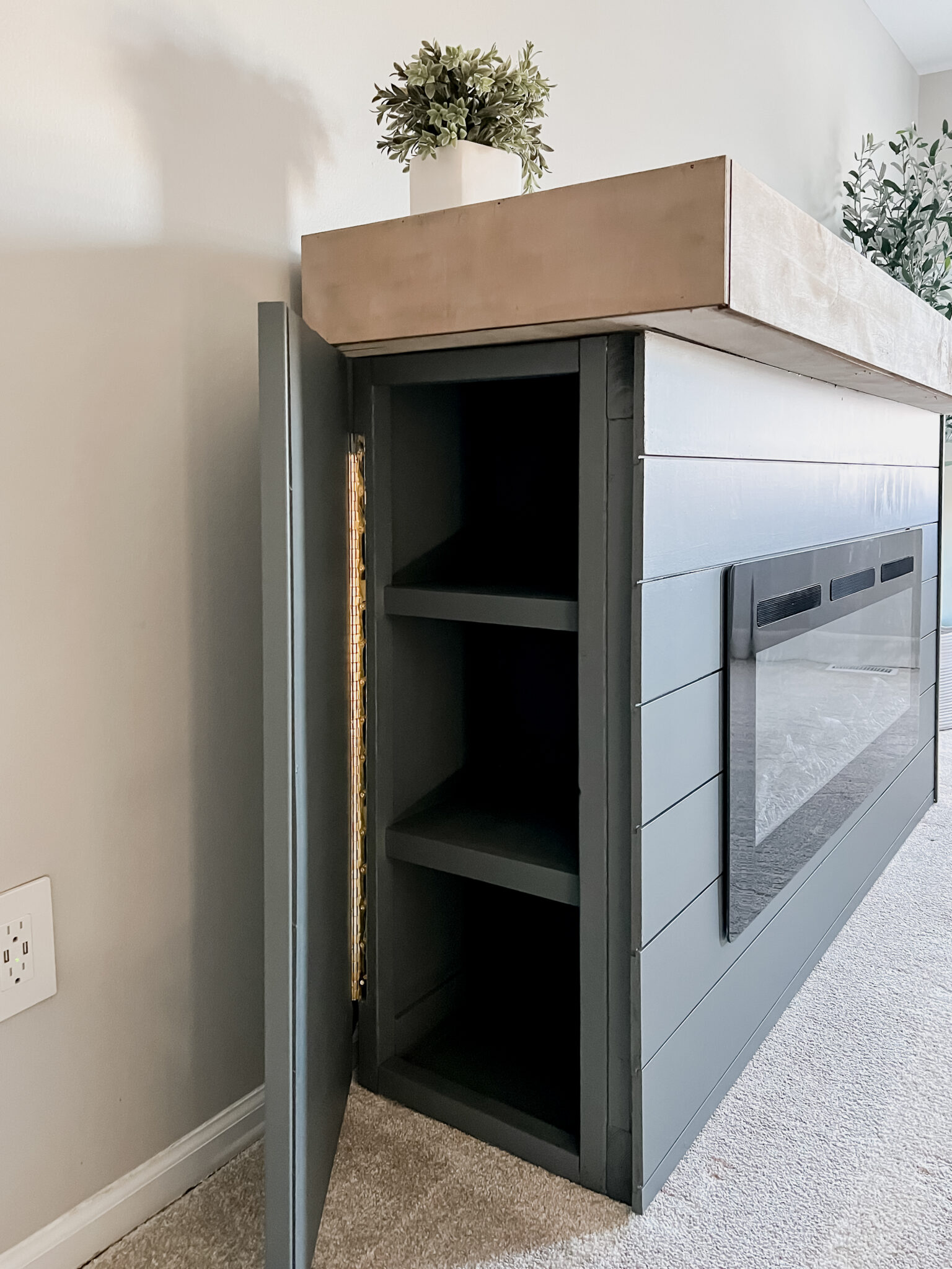 How to Build a DIY Fireplace with Hidden Storage - Come Stay Awhile by ...